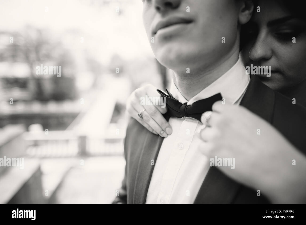 Young couple embracing black and white hi-res stock photography and ...