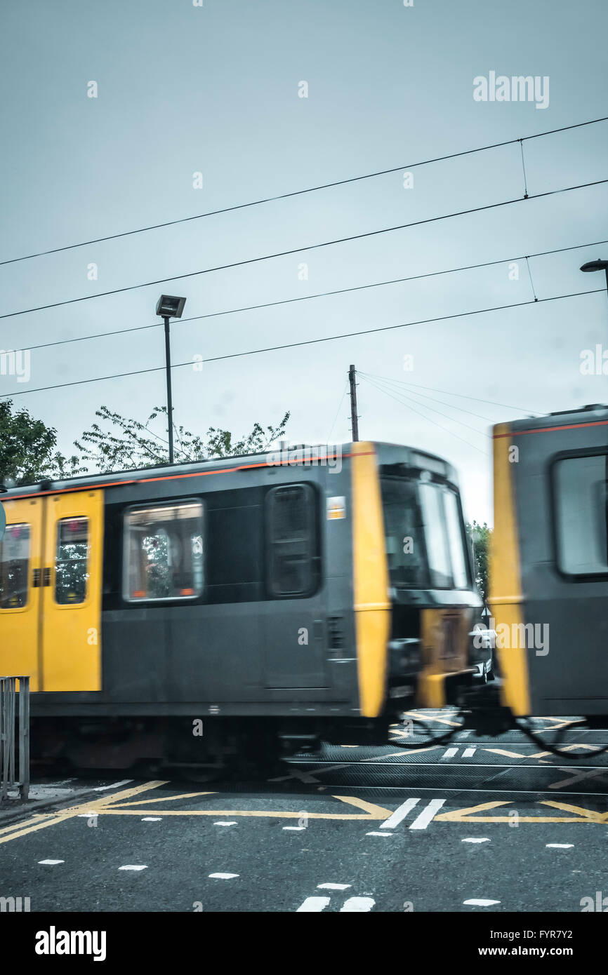Train crossing a level crossing hi-res stock photography and images - Alamy