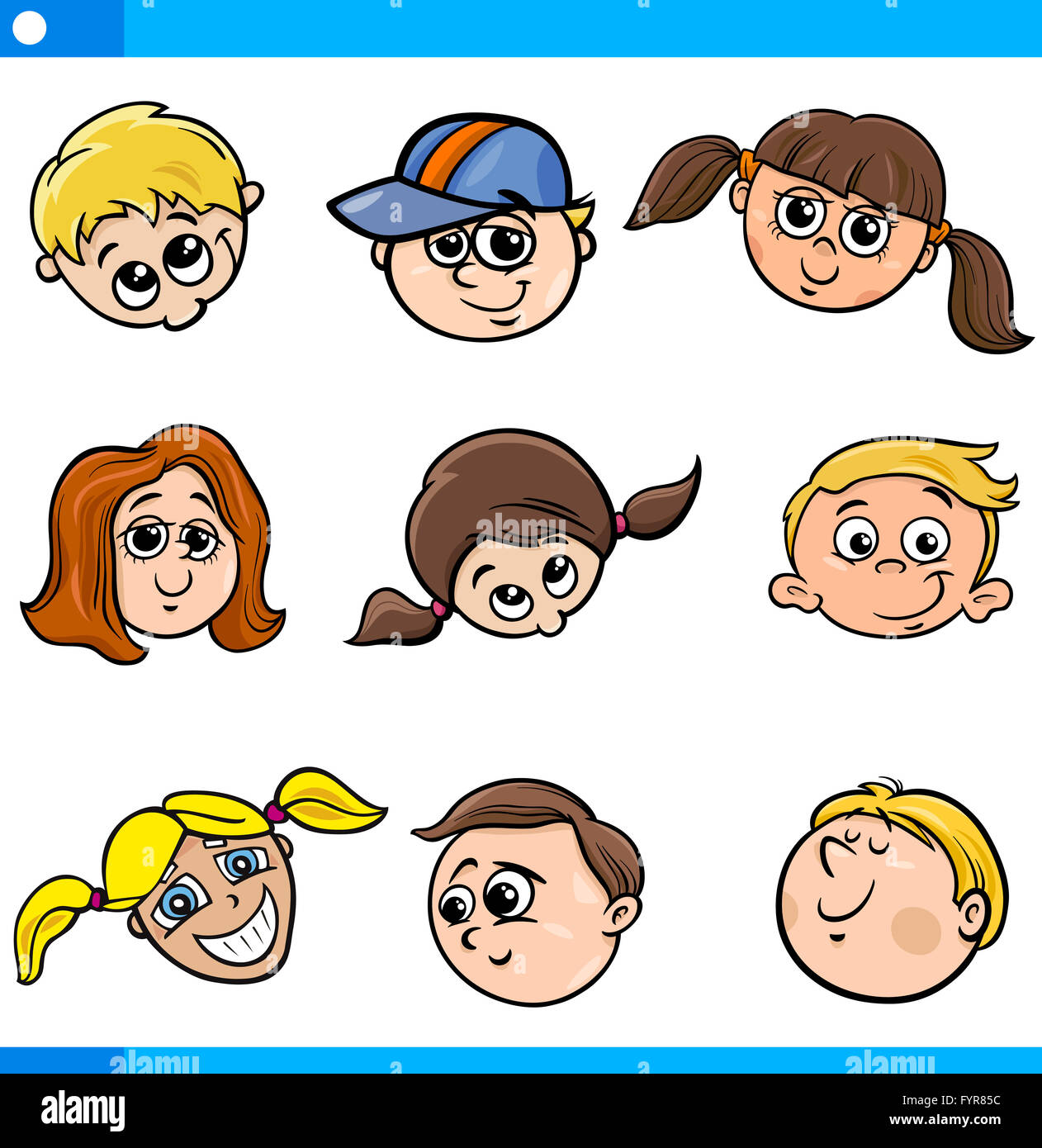 children characters faces set Stock Photo - Alamy