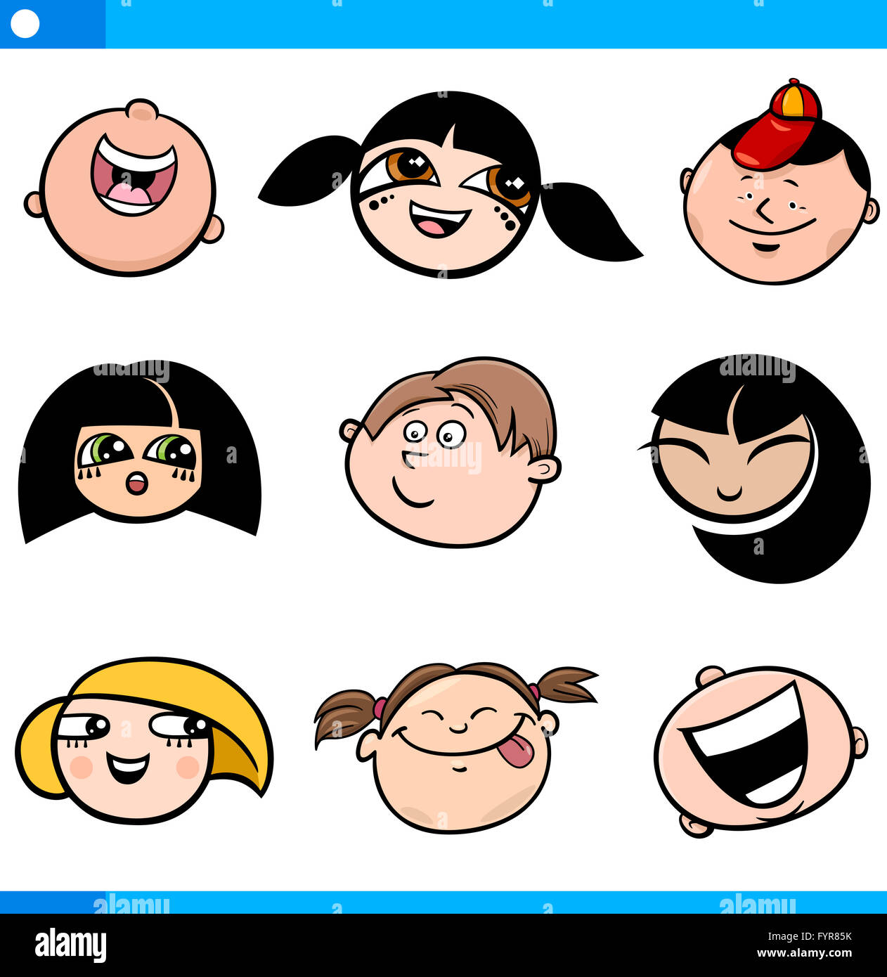 cartoon children faces set Stock Photo - Alamy