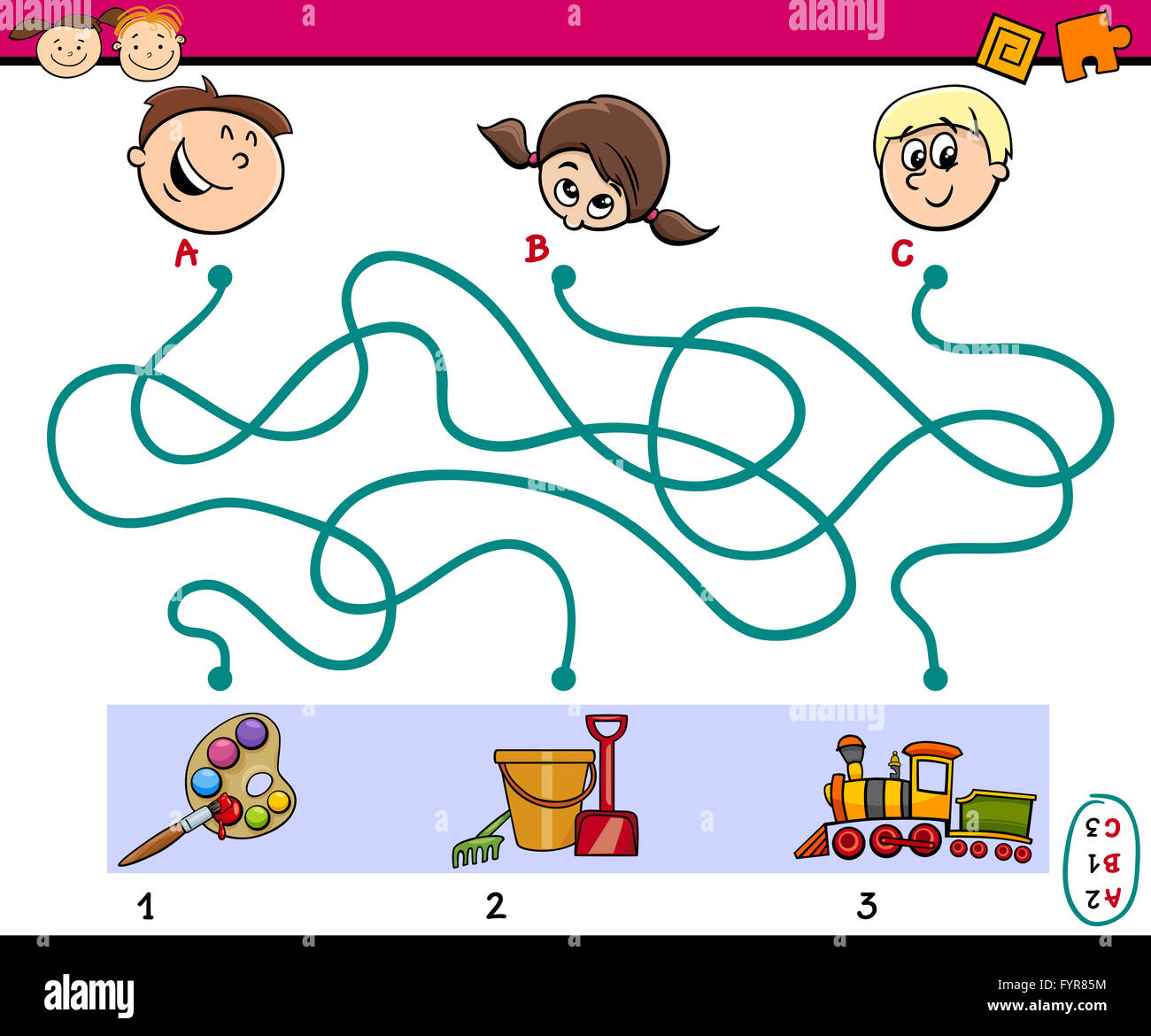 maze paths task for children Stock Photo - Alamy