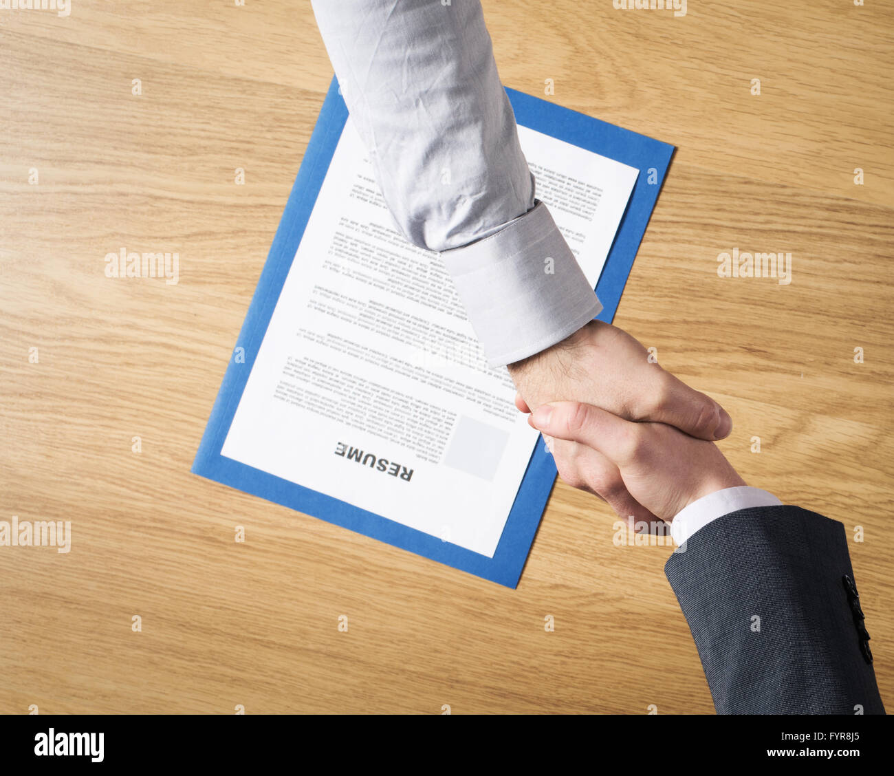 Employer hiring and giving an handshake to the candidate after the job ...