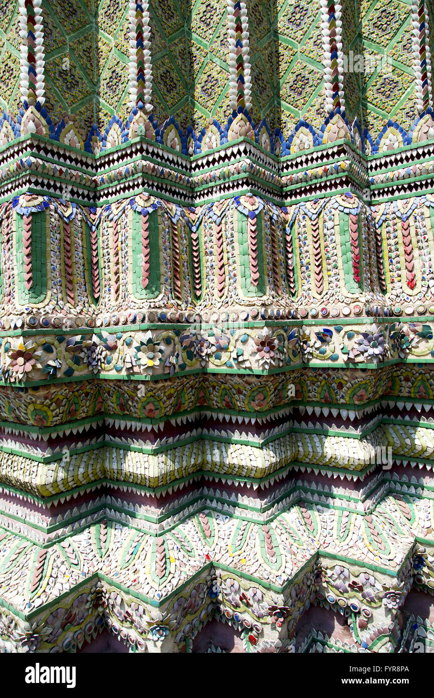 bangkok thailand abstract cross colored column wall temple Stock Photo ...