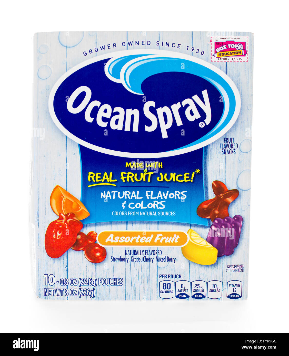 Winneconne, WI - 8 February 2015: Box of Ocean Spray assorted frut ...