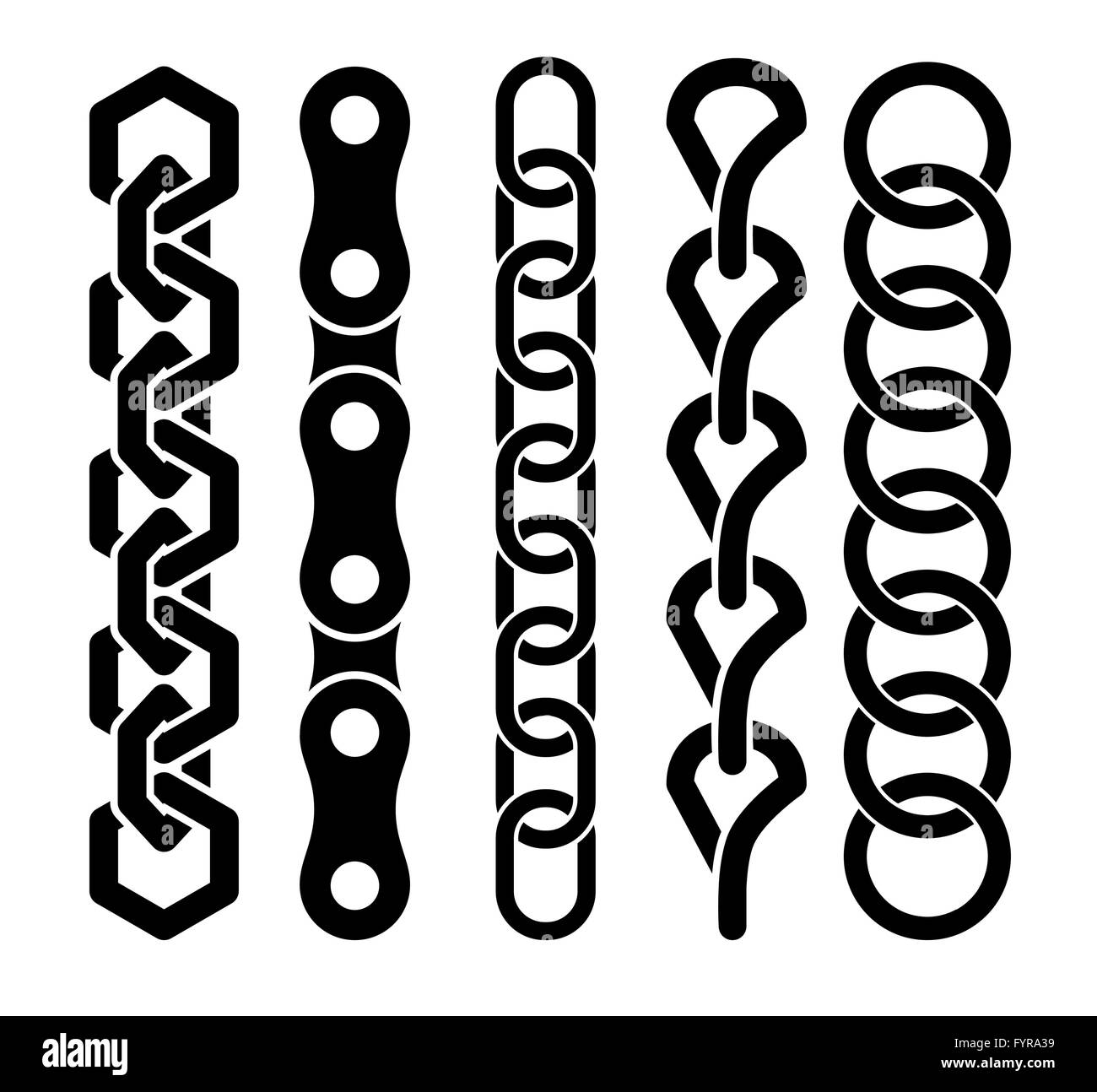 Set of different chain parts on white background, vector Stock Vector ...