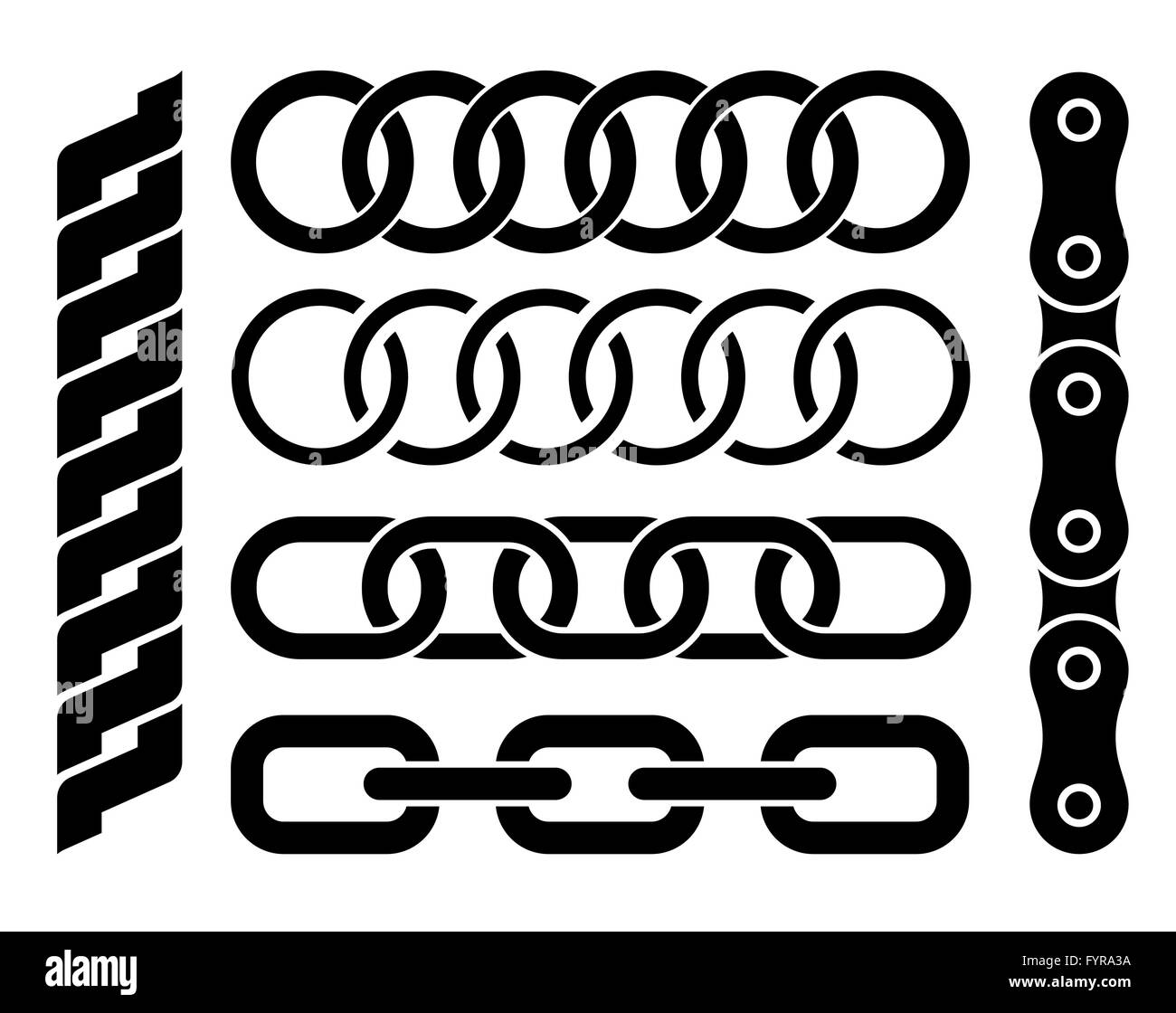 Set of different chain parts on white background, vector Stock Vector ...