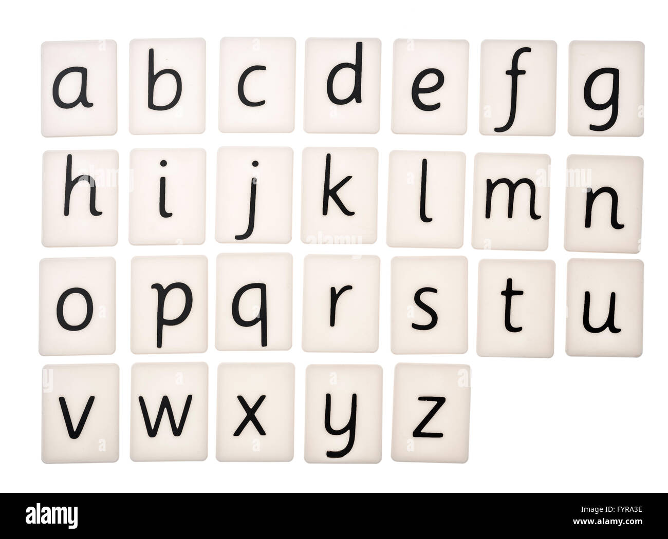 Plastic letters alphabet on white background Stock Photo - Alamy