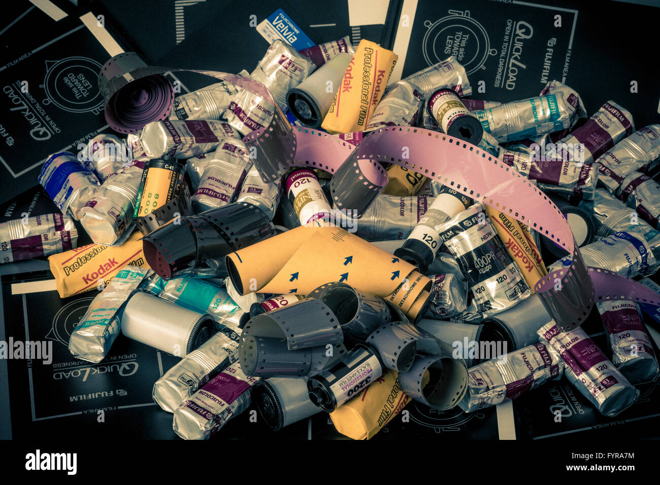 Lots of traditional photography film spools and reels in a pile Stock ...