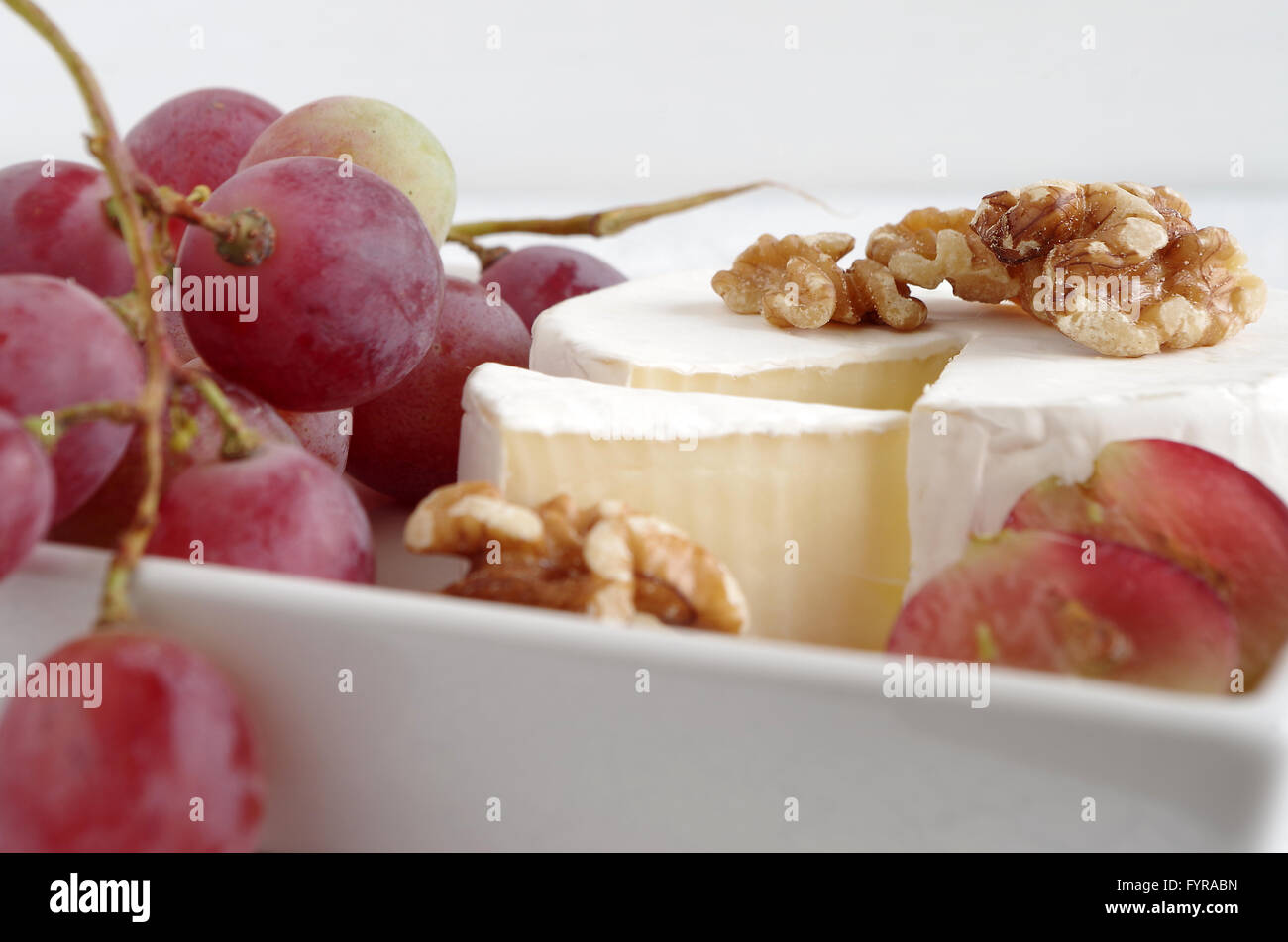 Slices cheese grapes walnut hi-res stock photography and images - Alamy
