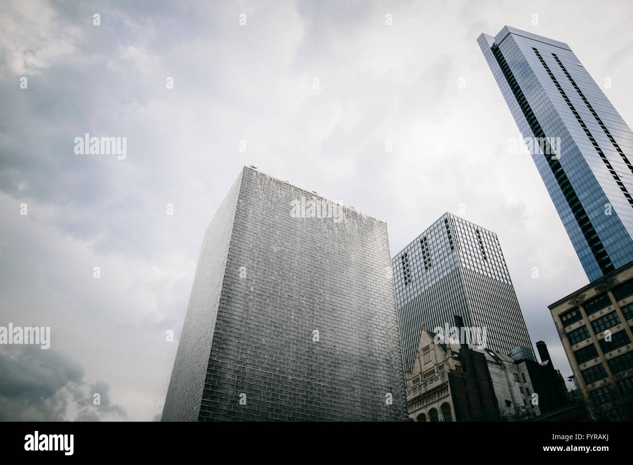The architecture and skyscrapers of Chicago tower over the city Stock ...