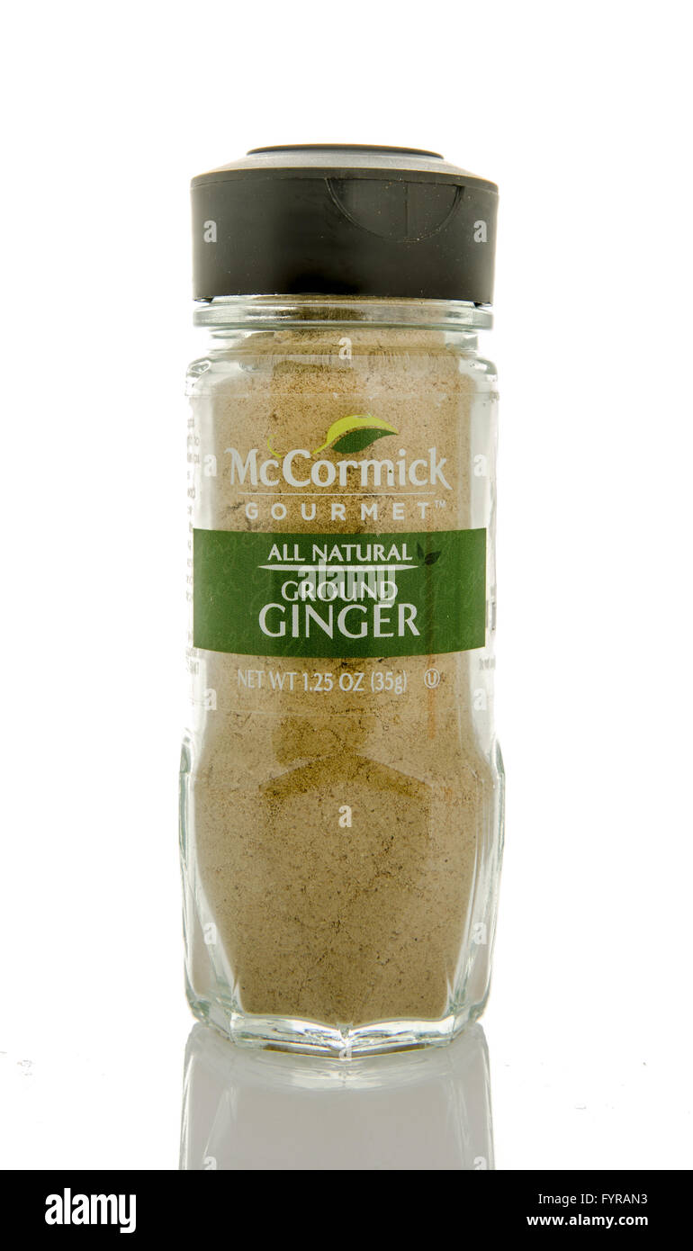 Winneconne, WI - 26 Feb 2016: Bottle of McCormick gourmet ground ginger ...
