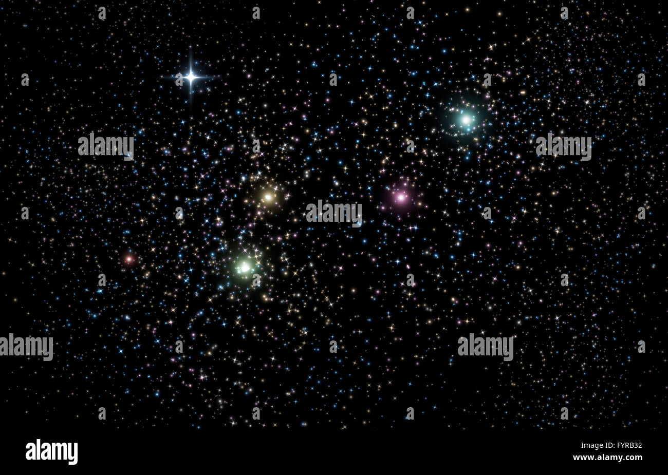 Giant universe starscape 3D Illustration with colorful stars Stock ...