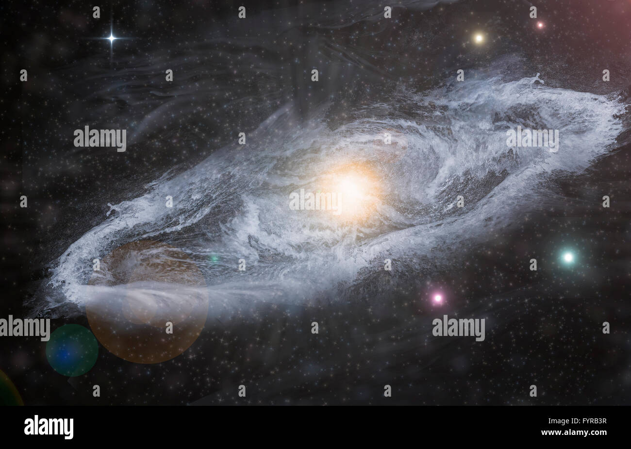 Giant universe starscape 3D illustration with colorful space clouds ...