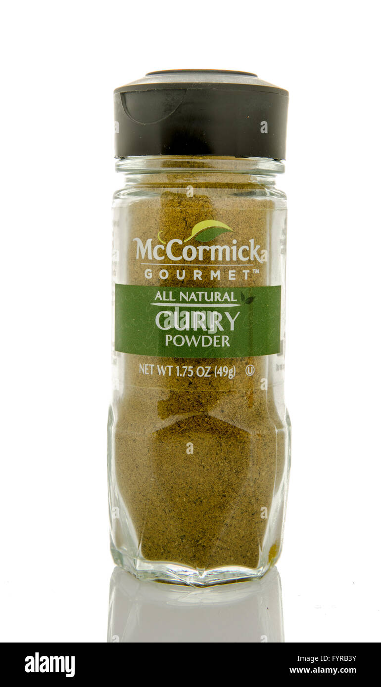 Winneconne, WI - 26 Feb 2016: Bottle of McCormick gourmet curry powder ...