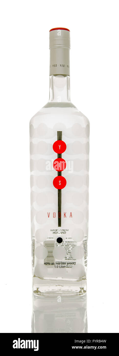 Winneconne, WI - 20 April 2016: Bottle of Yes Vodka imported from ...