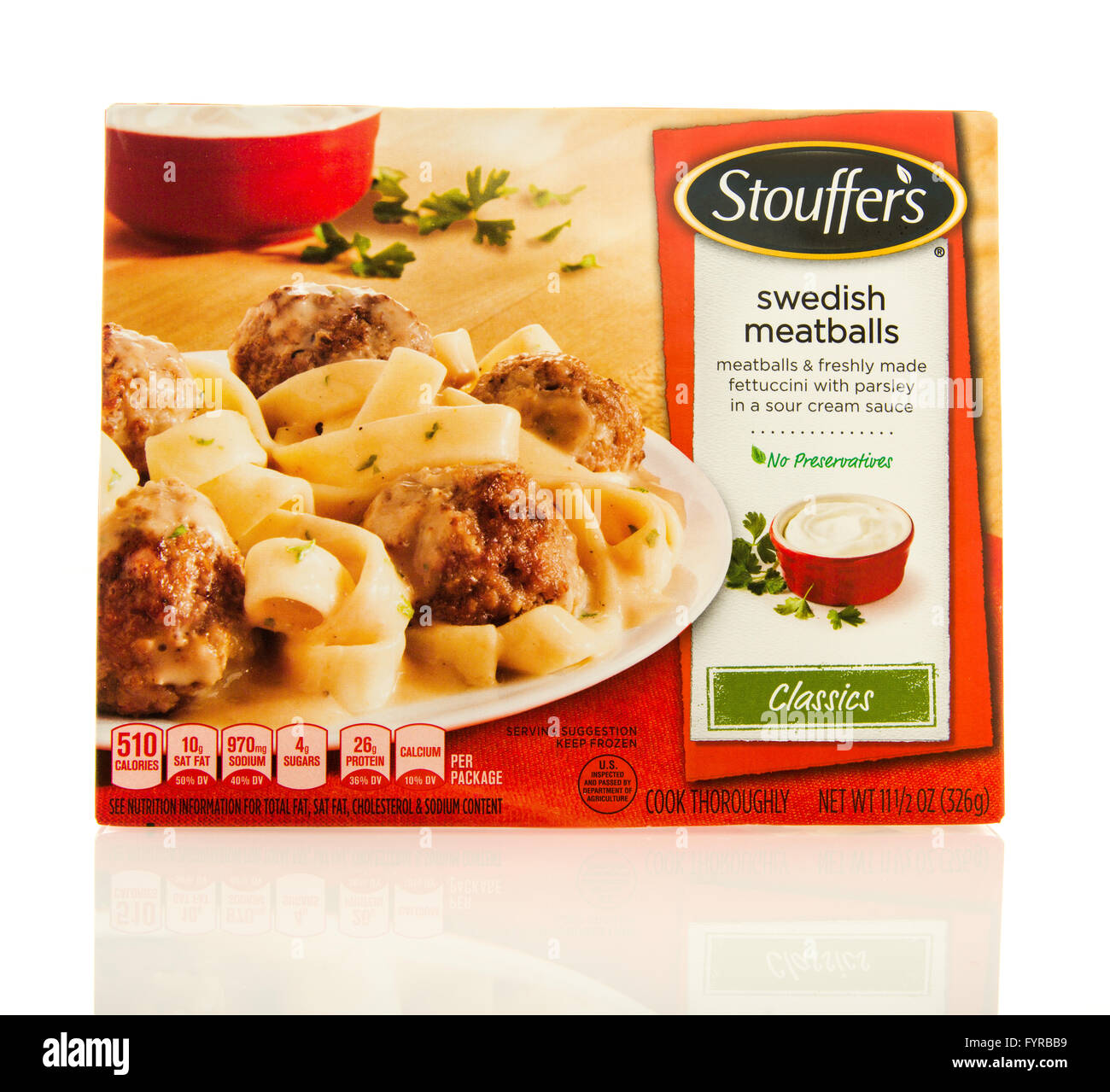 Waupun, WI - 9 March 2016: Box of Stouffer's swedish meatballs frozen ...
