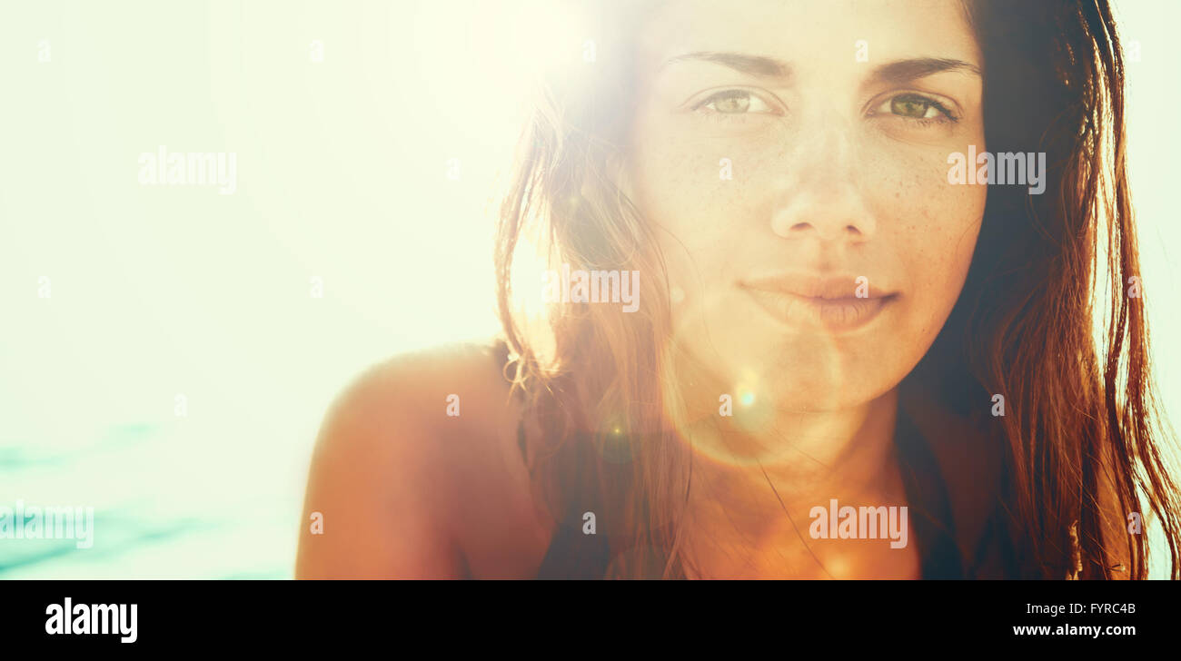 Young Woman Sun Face Beach High Resolution Stock Photography and Images ...