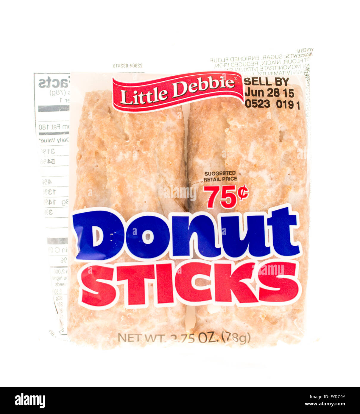 Winneconne, WI - 5 June 2015: Package of Little Debbie donut sticks ...