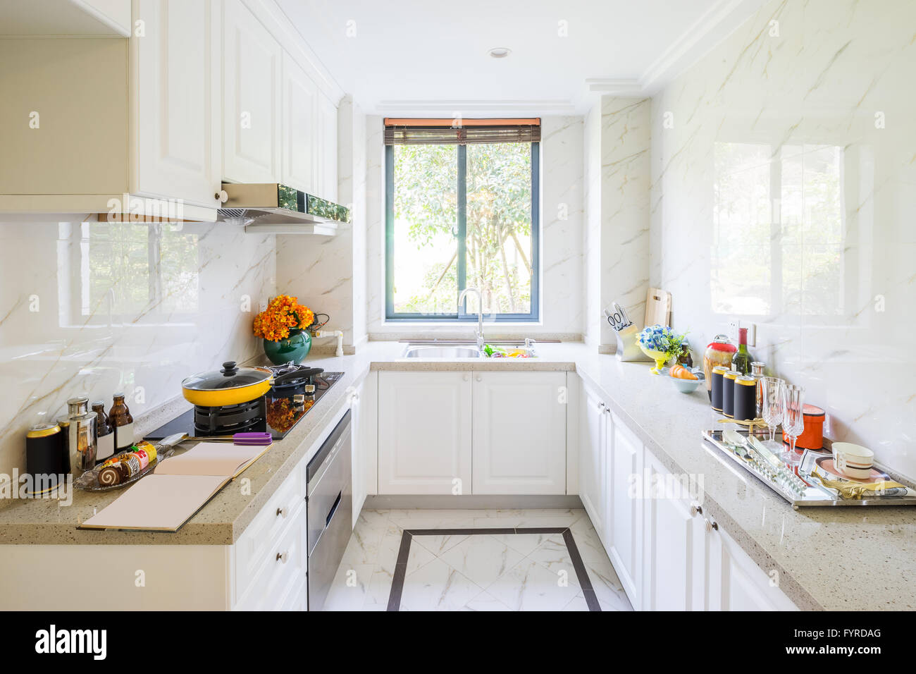 interior of elegant kitchen with window Stock Photo - Alamy