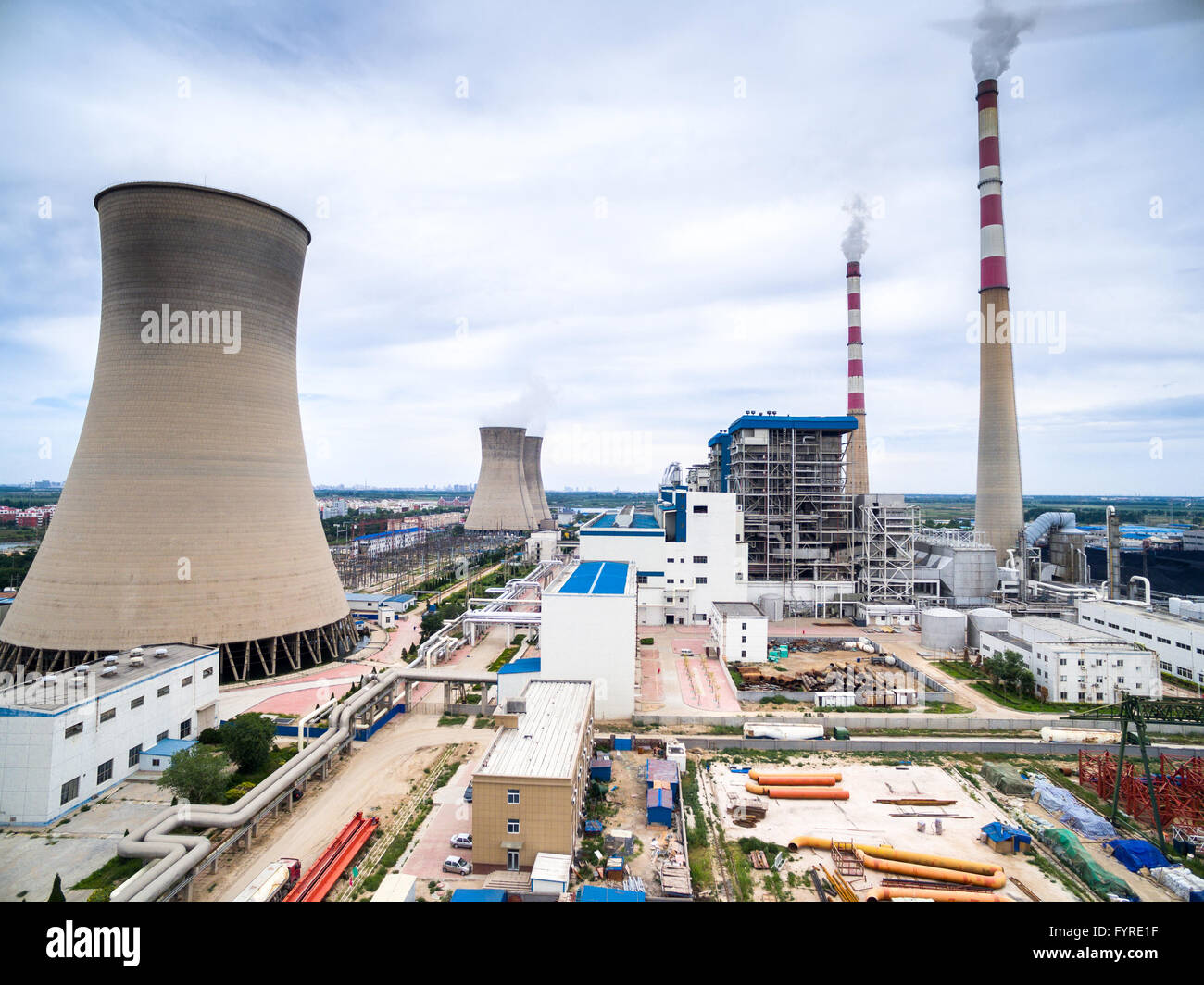 skyline,towers and chimneys in power plant Stock Photo - Alamy