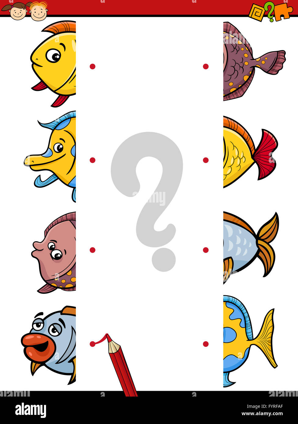 cartoon educational halves task Stock Photo - Alamy