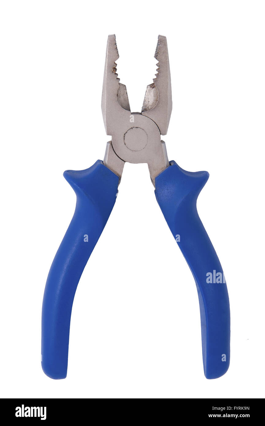 Opened pliers on a white background Stock Photo - Alamy