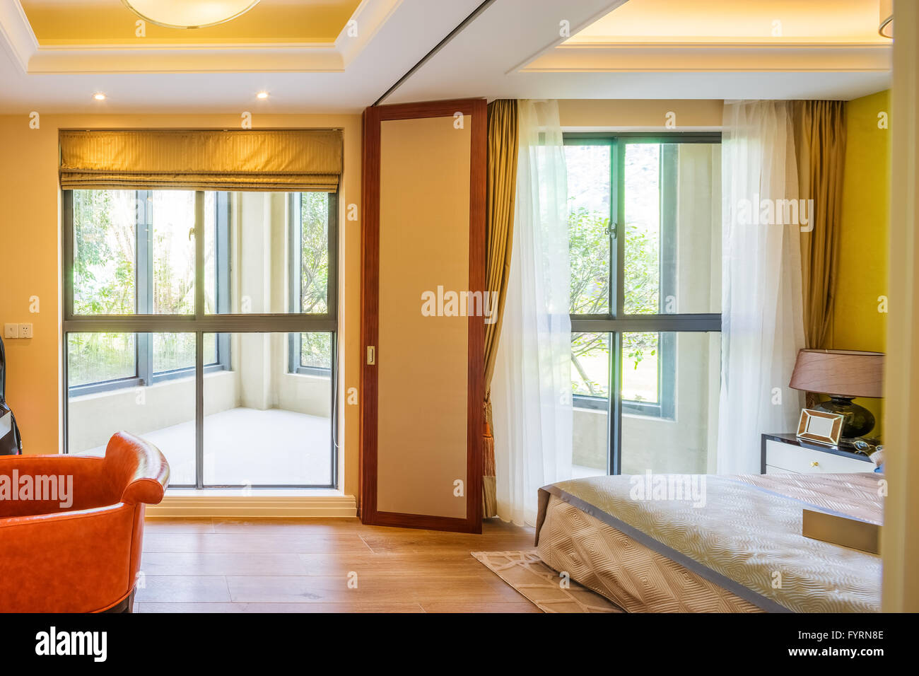 interior of bedroom in modern villa Stock Photo - Alamy