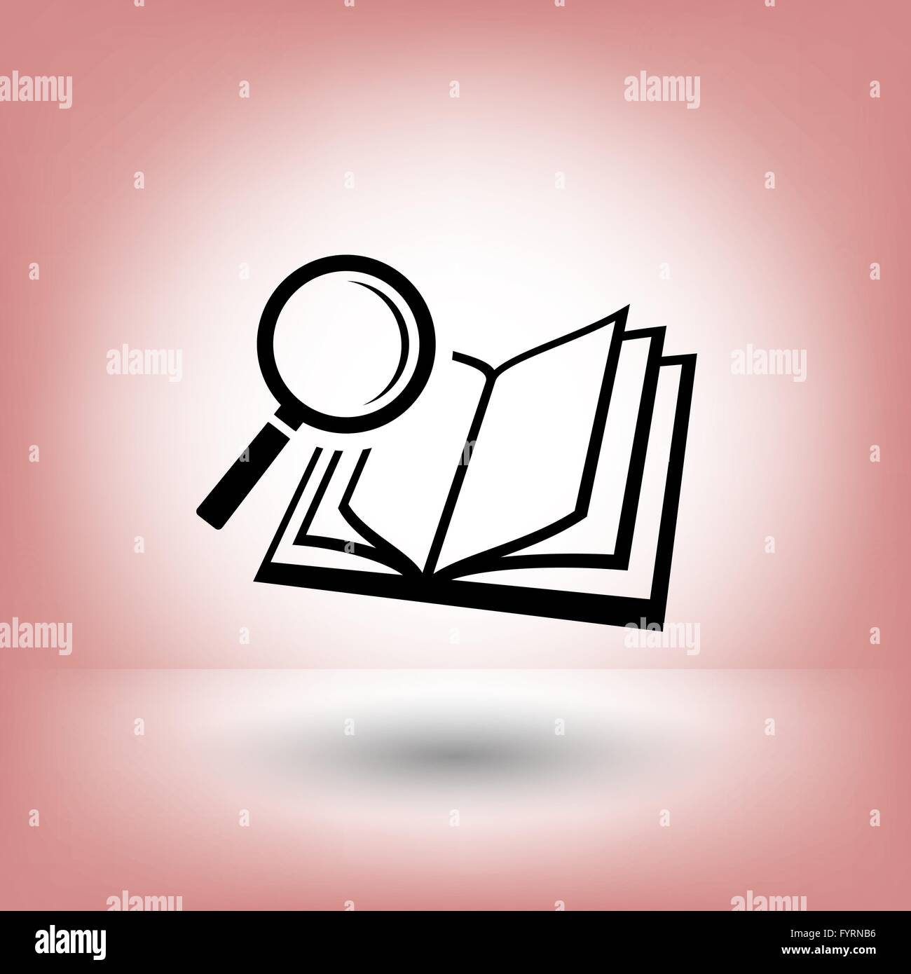 Pictograph of book and magnifier glass. Vector concept illustration for ...