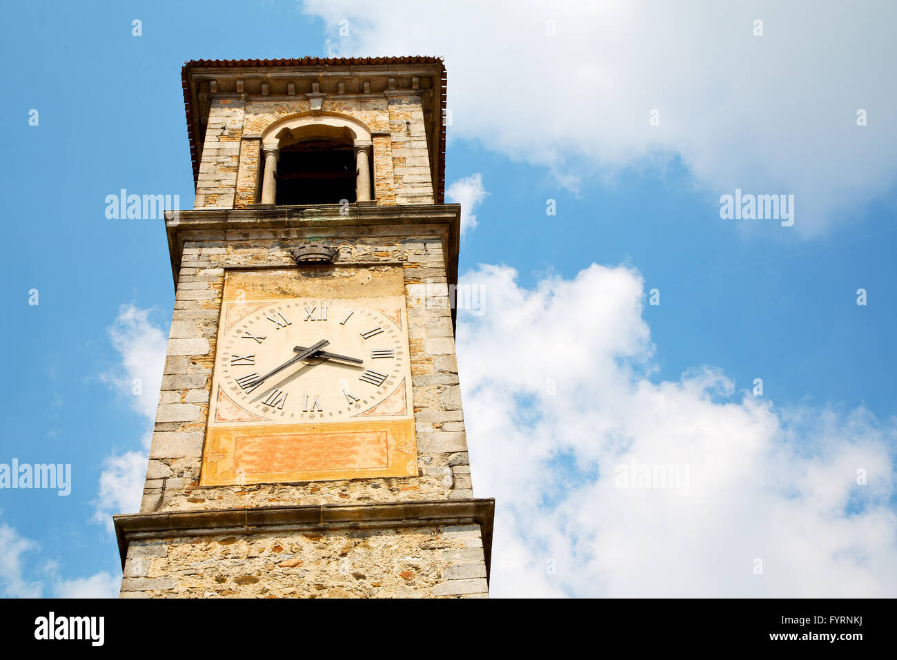 ancien clock tower in europe and bell Stock Photo - Alamy