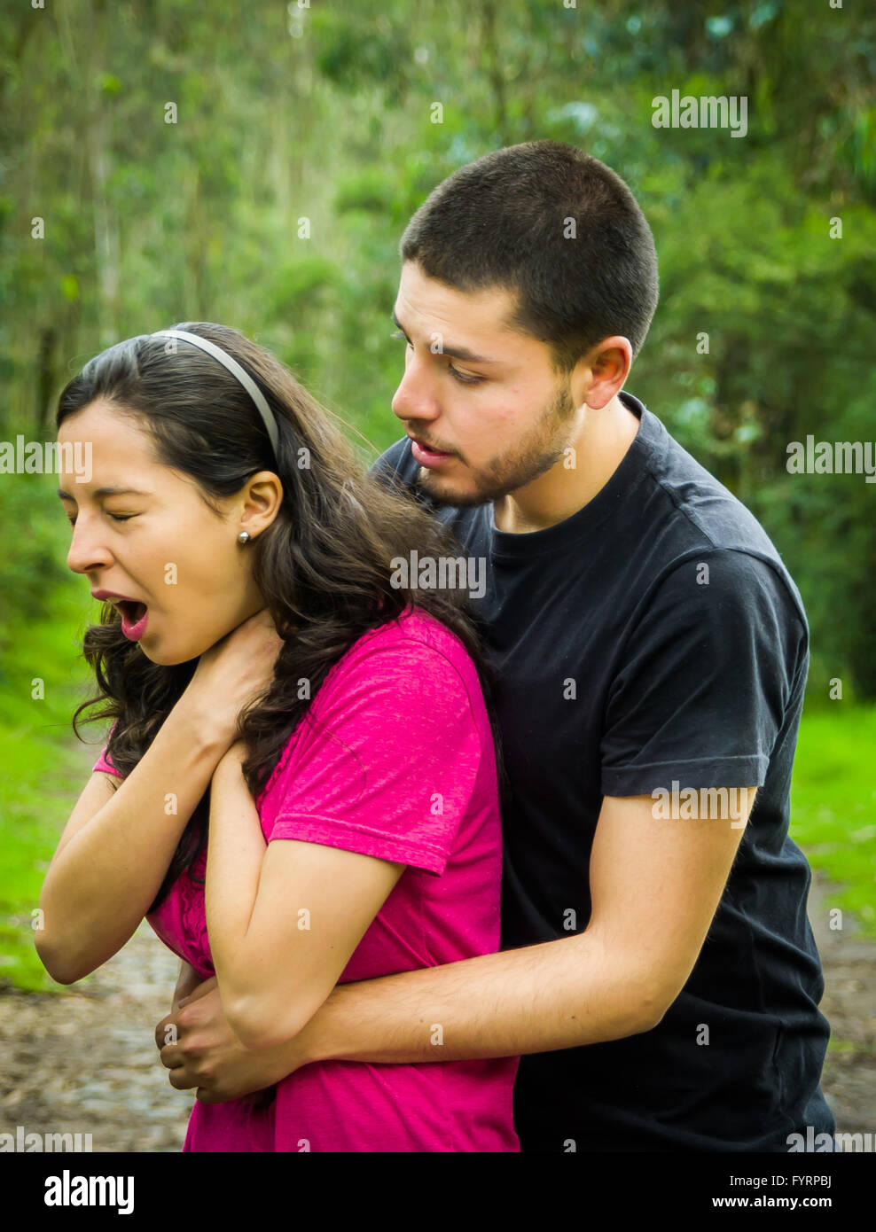 Woman choking heimlich hi-res stock photography and images - Alamy