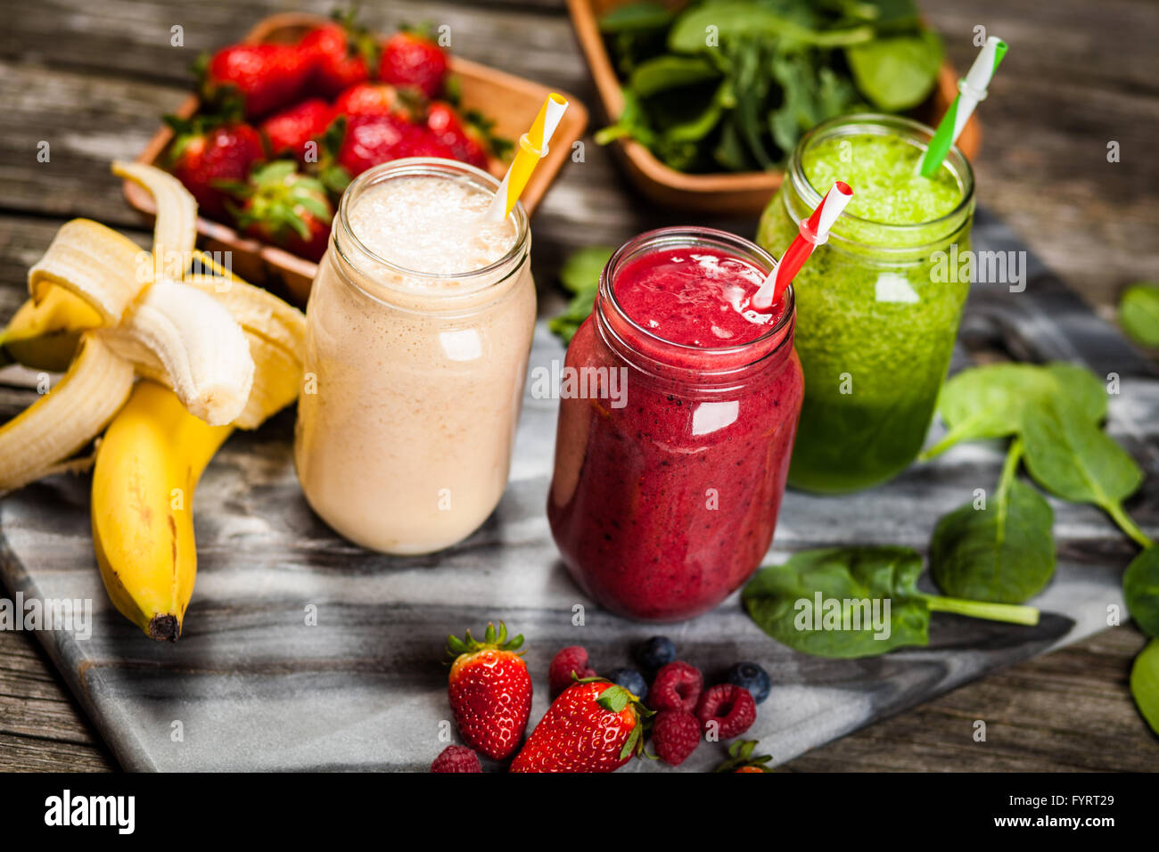 Milkshakes and smoothies Stock Photo - Alamy