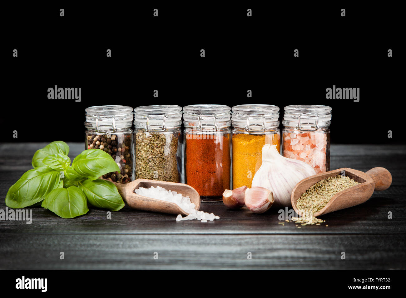 Set of different herbs and spice Stock Photo - Alamy