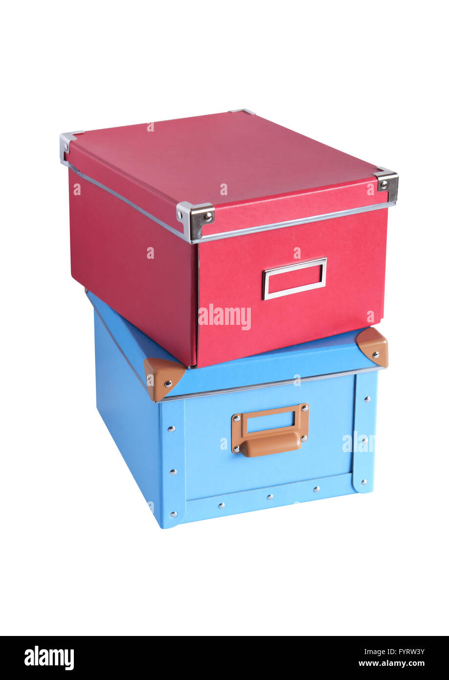 Red and blue cardboard boxes isolated on white with clipping path Stock ...