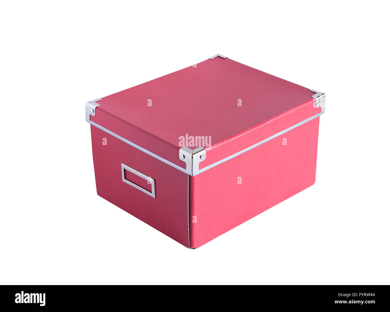 Closed cardboard red box isolated on white background with clipping ...