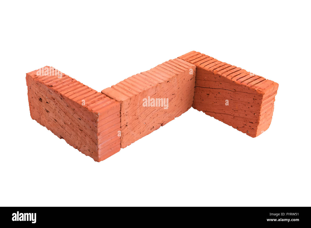 Few red bricks on white background. Clipping path is included Stock ...