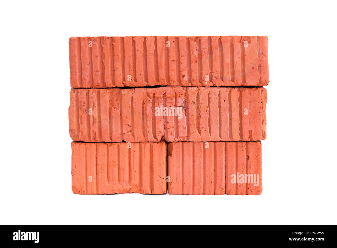 Stack of few red bricks on white background Stock Photo - Alamy
