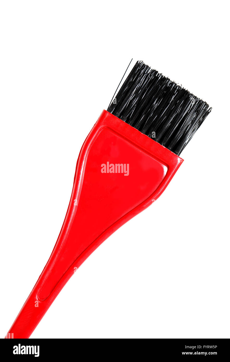 Closeup of new red plastic paintbrush on white background Stock Photo ...