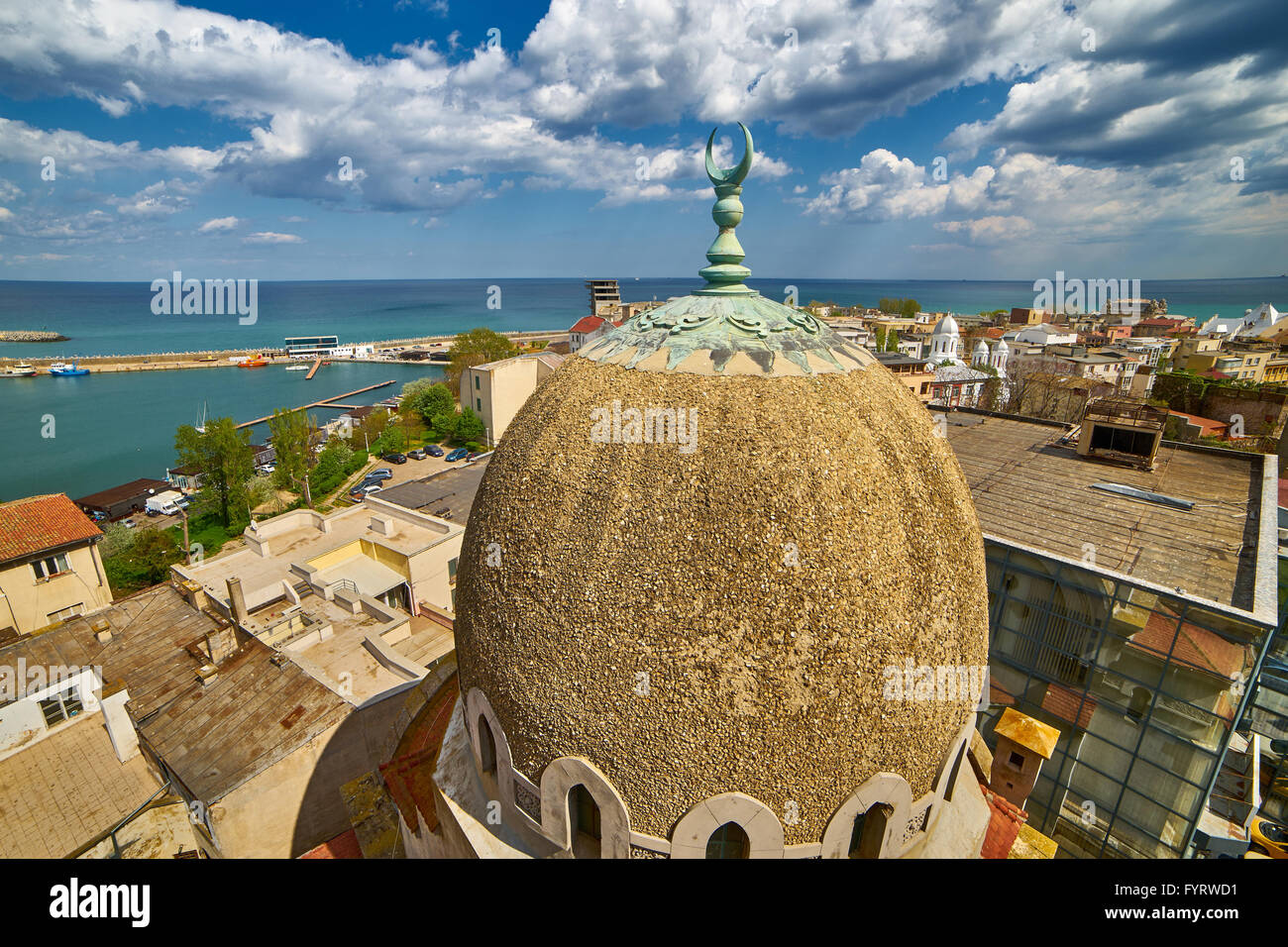 Mosque Tower Aerial View in Constanta City, Romania Stock Photo - Alamy