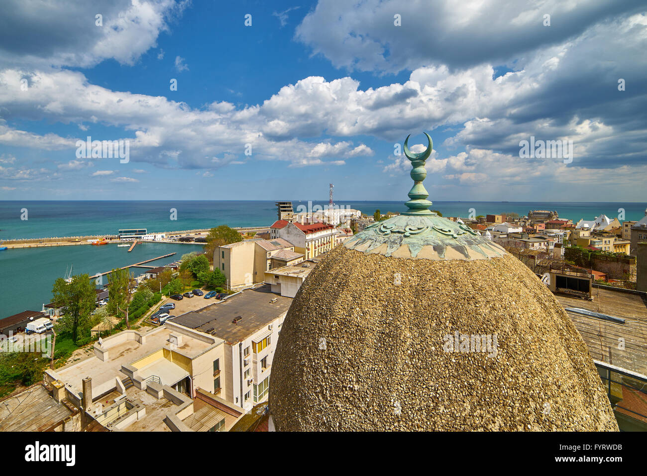 Mosque Tower Aerial View in Constanta City, Romania Stock Photo - Alamy
