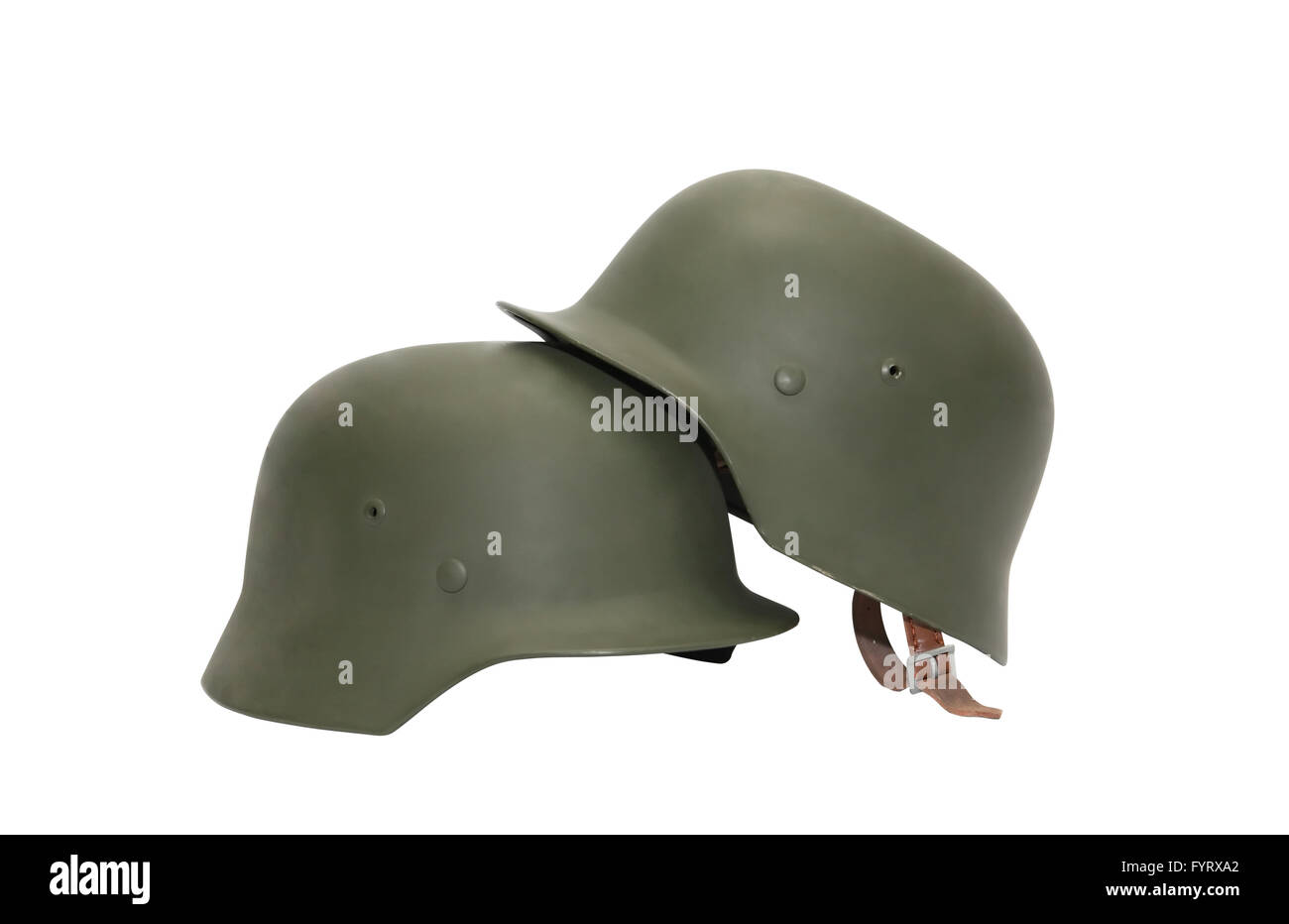 World War II German military helmets on white background. Clipping path ...