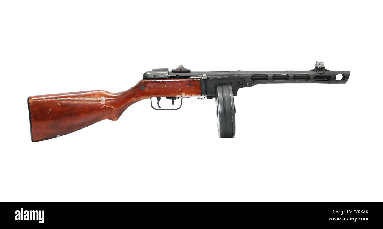 Famous Soviet submachine gun PPSH-41 isolated on white background with ...