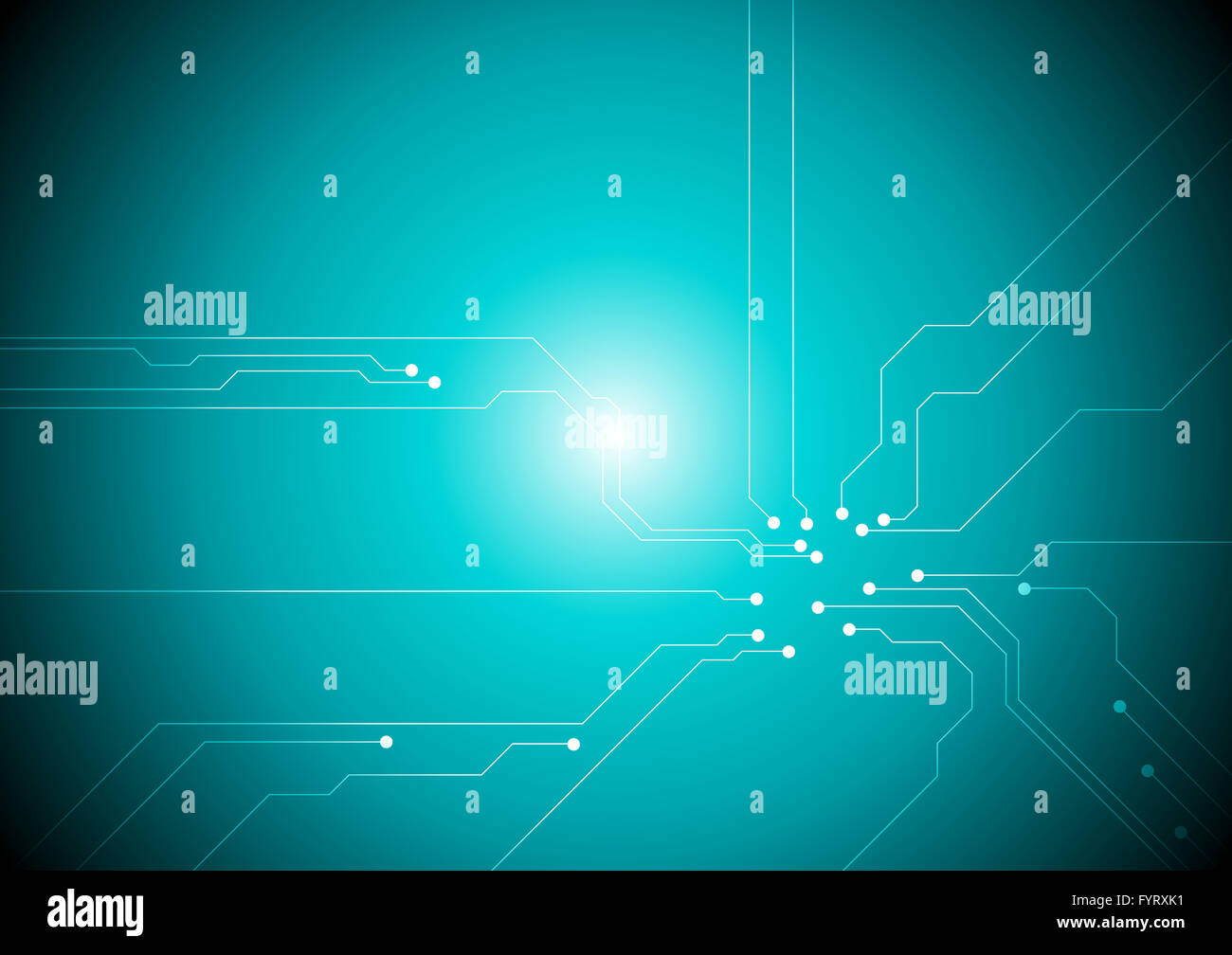 Turquoise tech circuit board background Stock Photo - Alamy