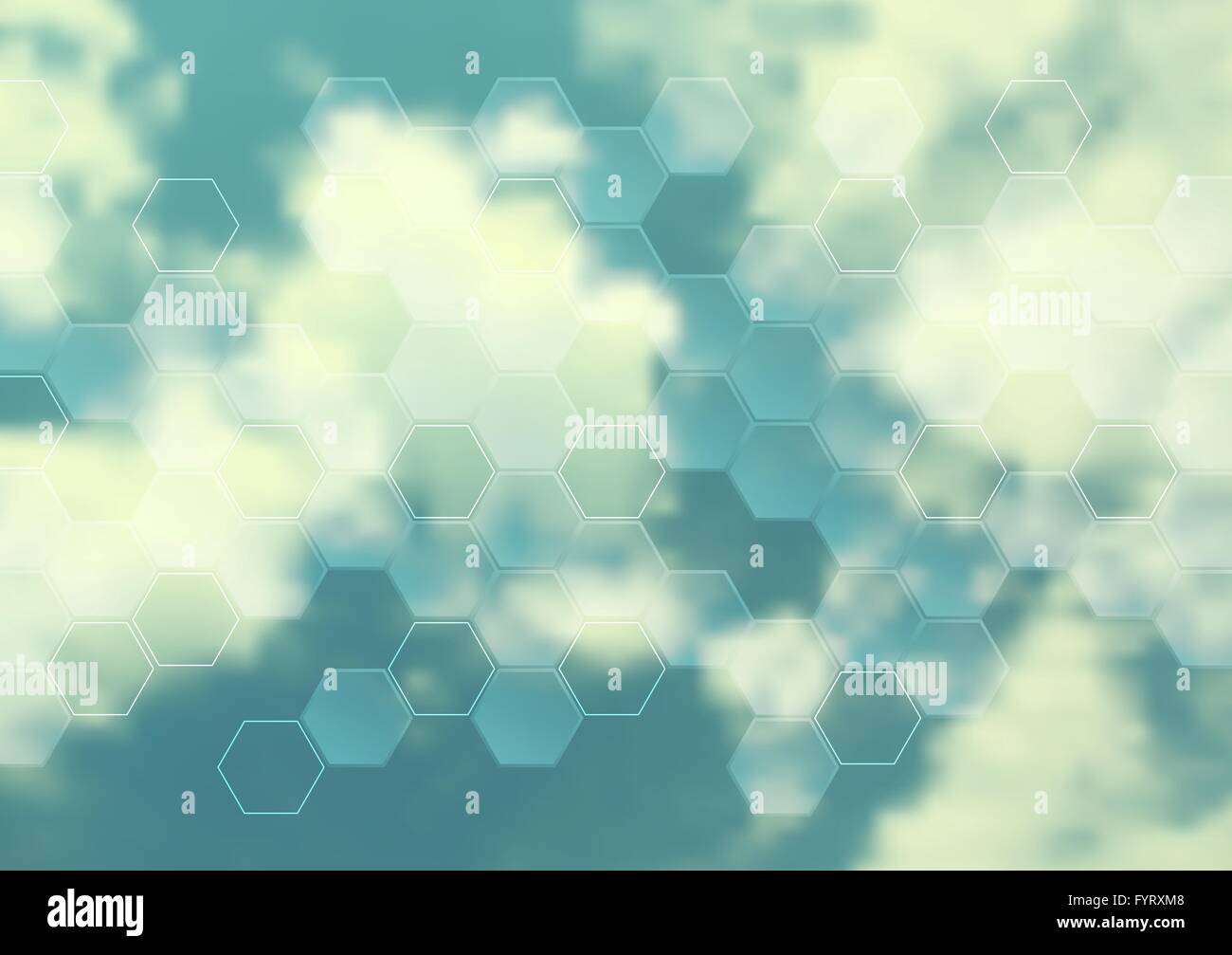Cloudscape design with hexagon texture Stock Photo - Alamy