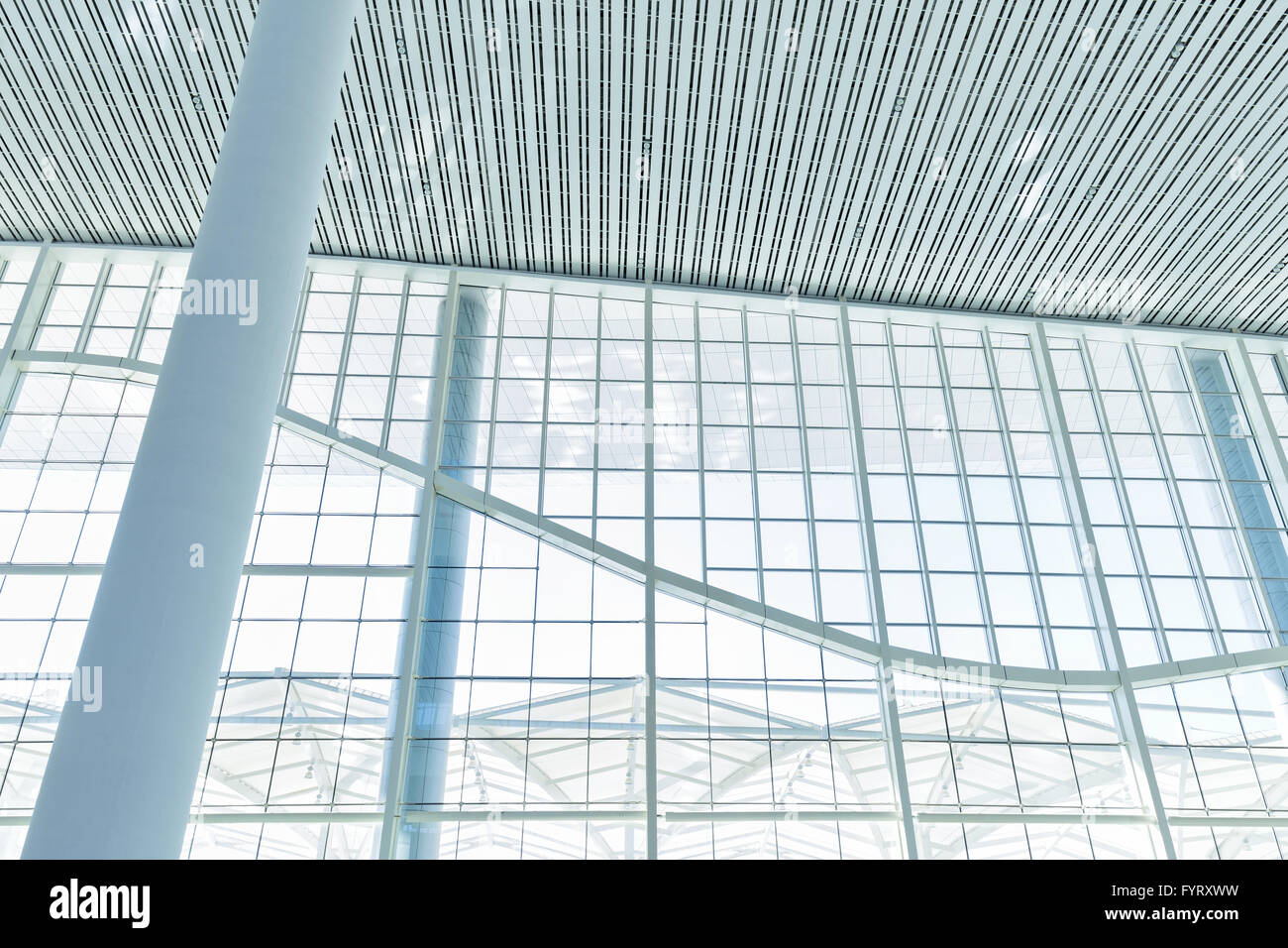 glass wall and ceiling in modern hall Stock Photo - Alamy