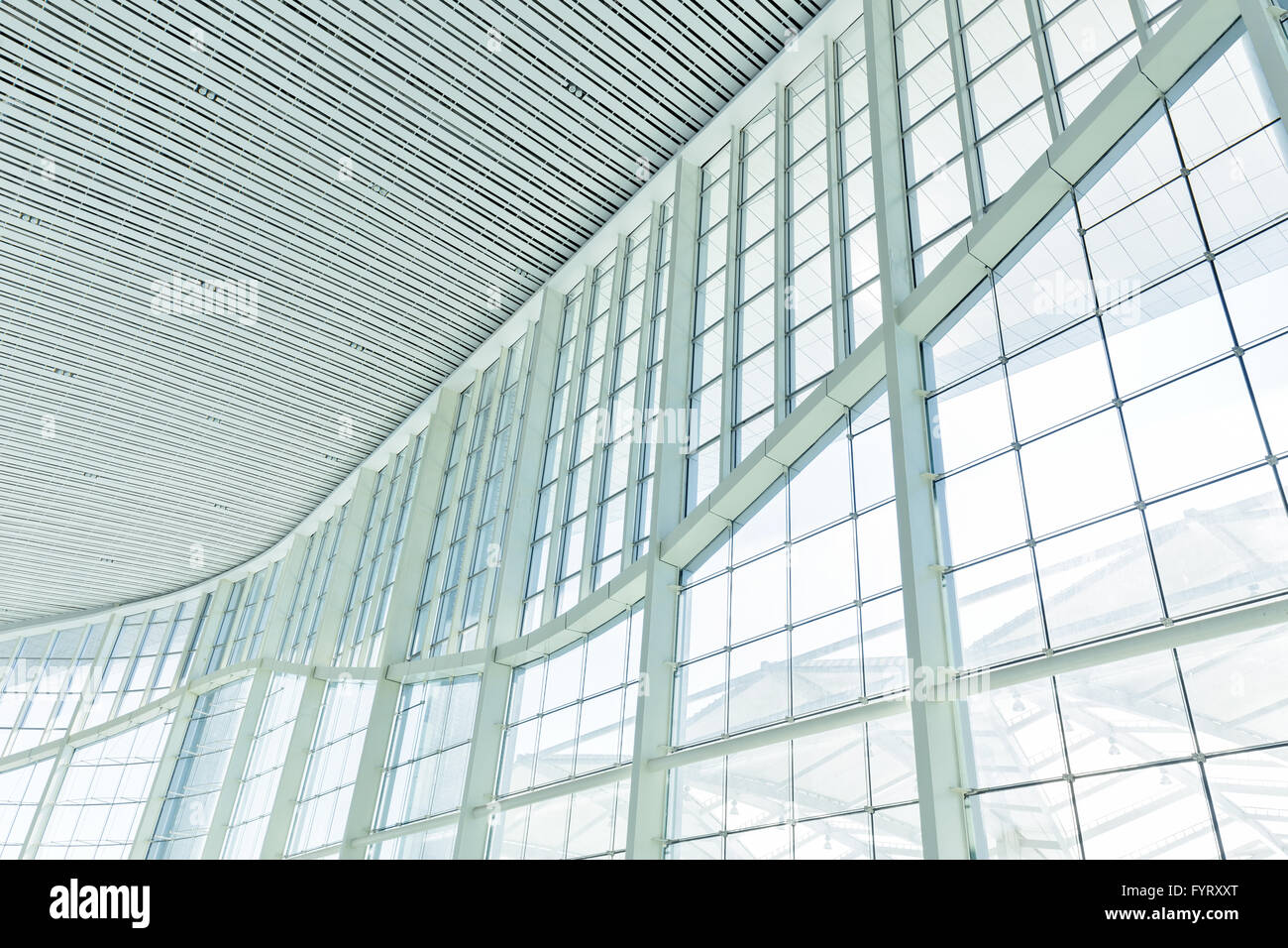 glass wall and ceiling in modern hall Stock Photo - Alamy