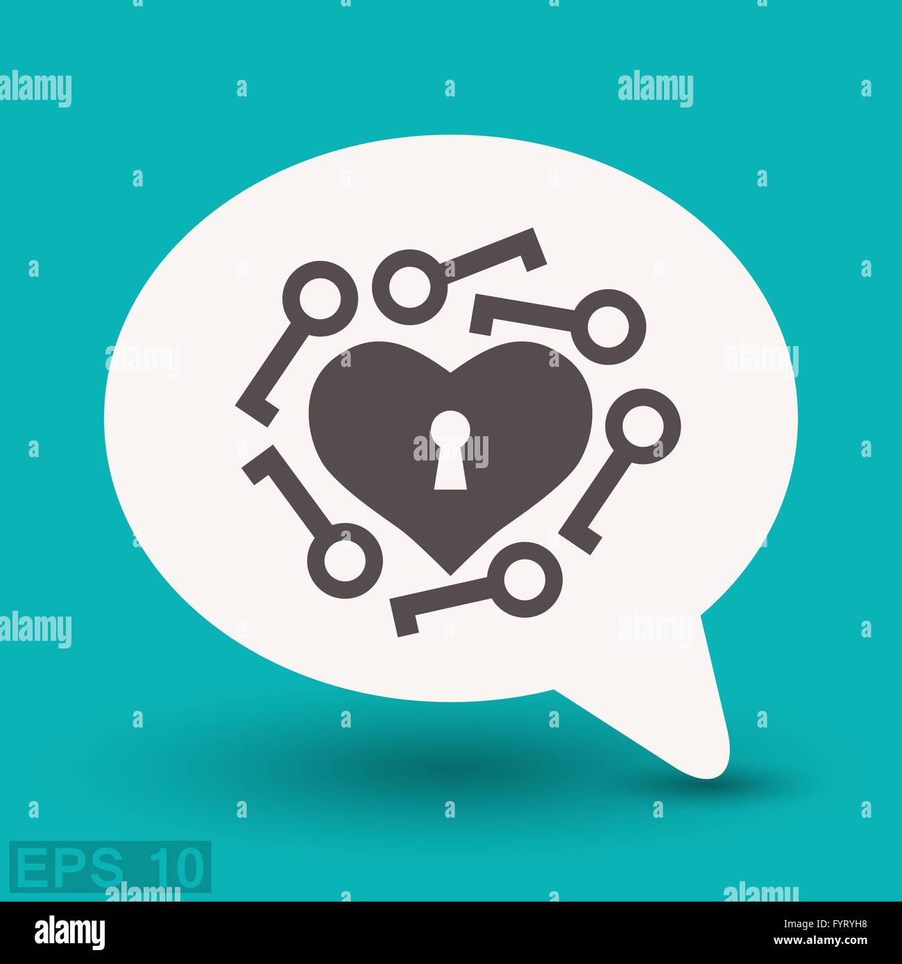 Pictograph of heart with key. Vector concept illustration for design ...