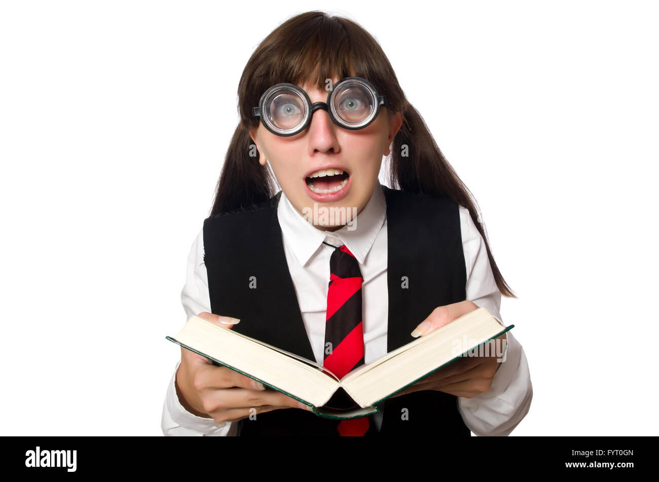 Funny nerd student isolated on white Stock Photo - Alamy