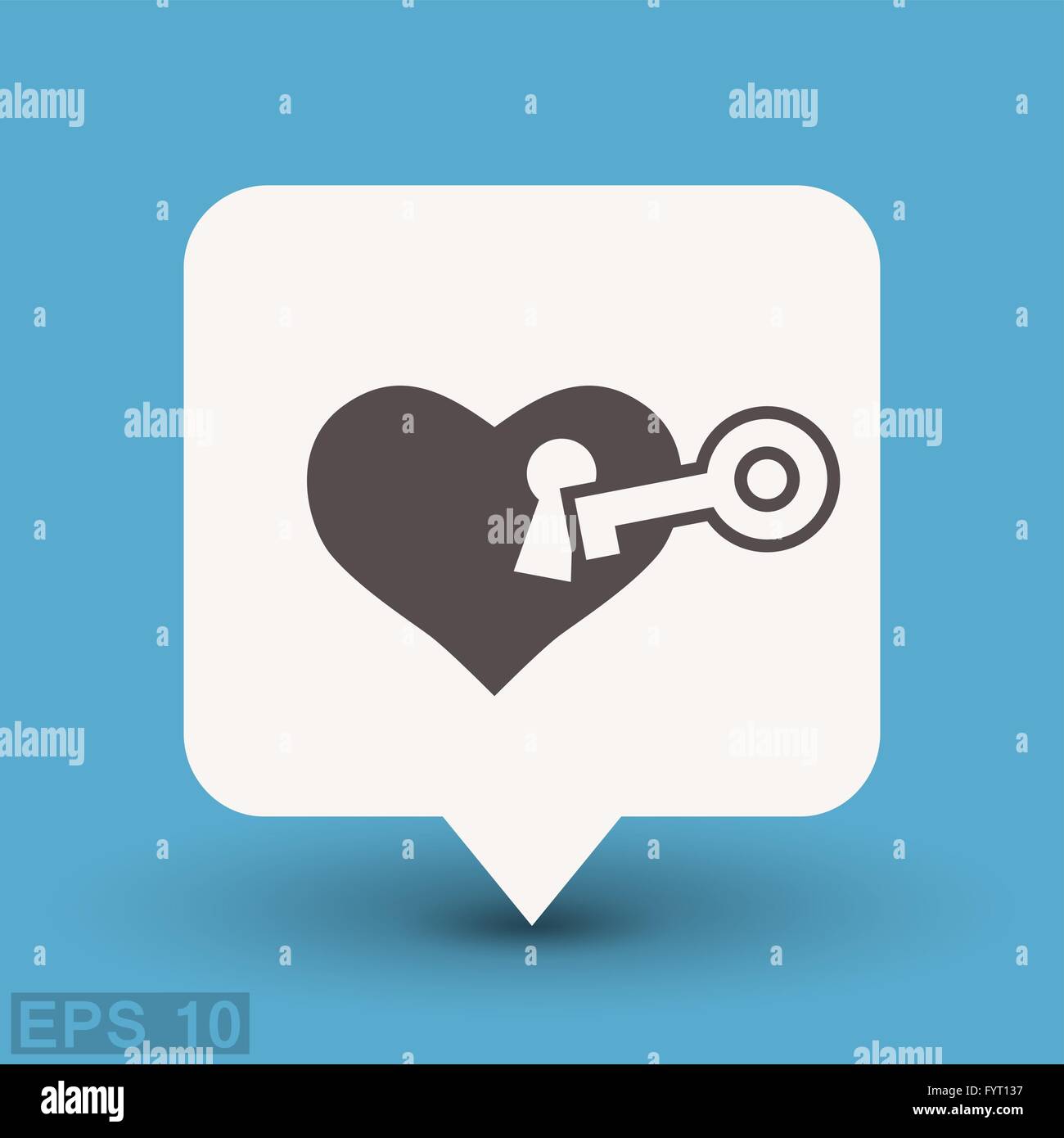 Pictograph of heart with key. Vector concept illustration for design ...