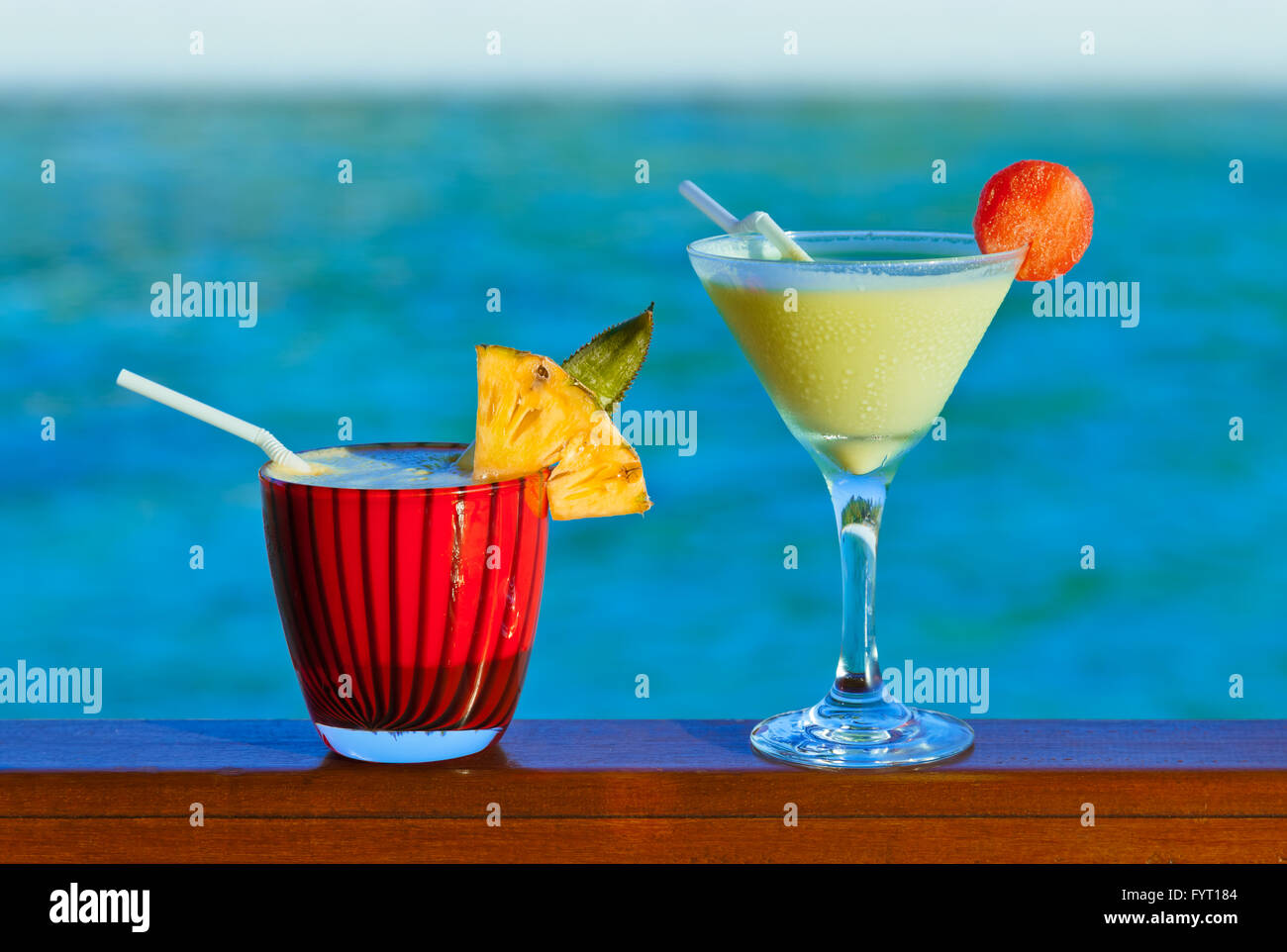 Fruit cocktail on Maldives beach Stock Photo - Alamy
