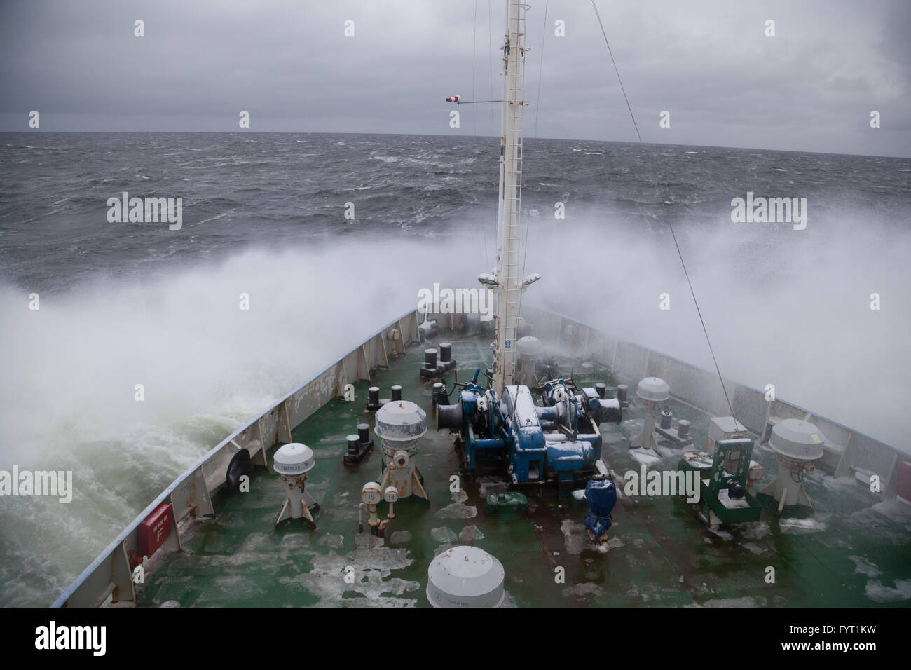 A ship in a storm and blizzard Stock Photo - Alamy